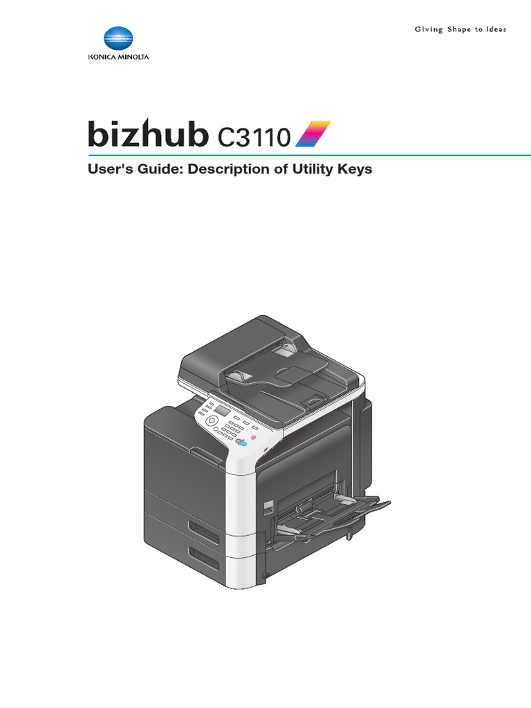 Bizhub C3110 Descriptionof Utility Keys | PDF | Fax | Printer (Computing)