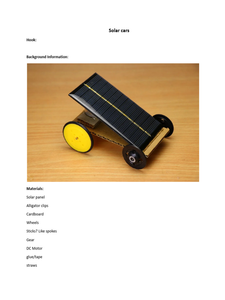 solar cars lesson plan | PDF