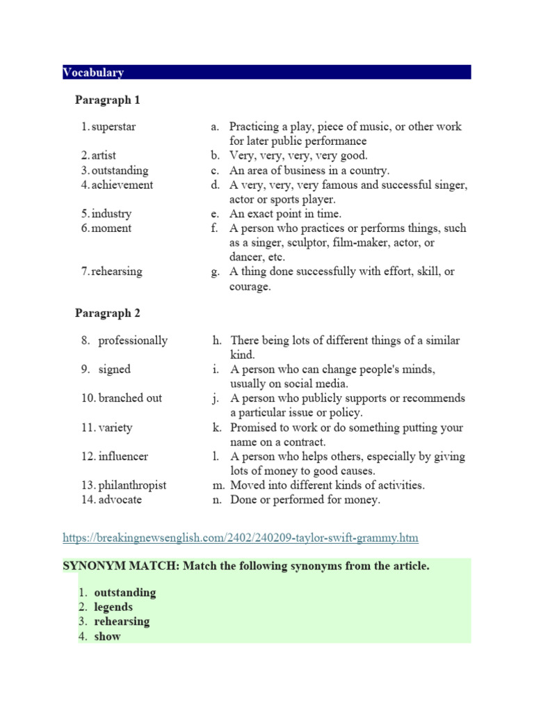 Breaking News English Lesson Taylor Swift | PDF | Taylor Swift ...