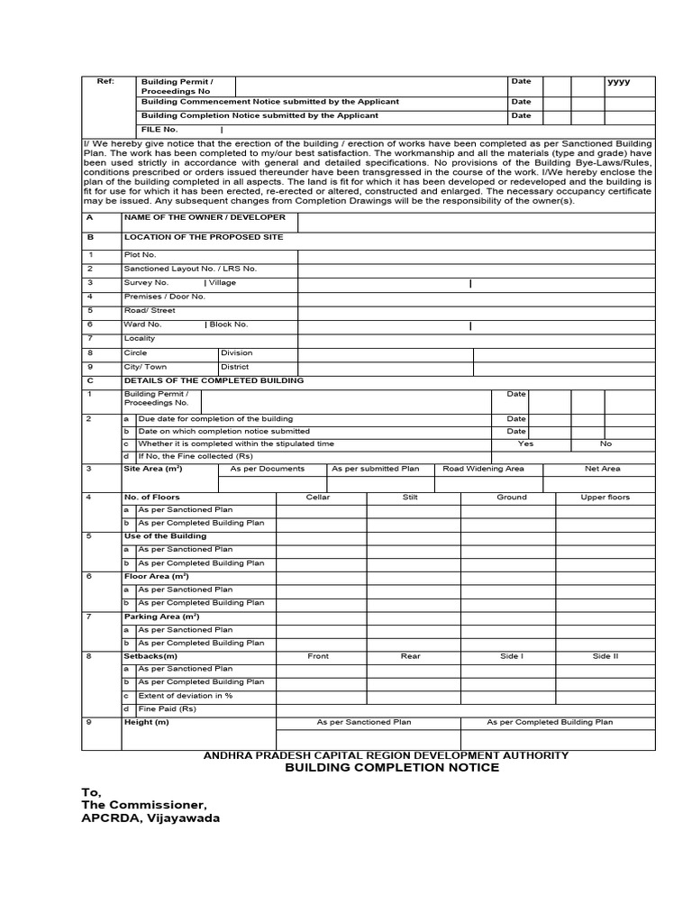 Building Comletion Certificate | PDF