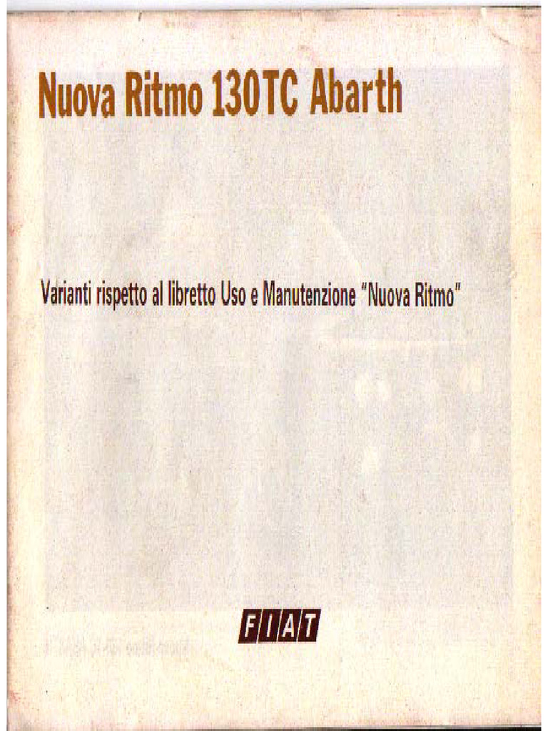 Fiat Ritmo 130, Varianti Al Manuale Di Uso 1985 | PDF