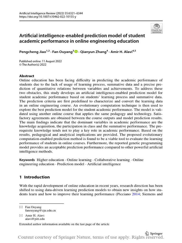 Artificial Intelligence-Enabled Prediction Model o | PDF | Machine Learning | Artificial ...