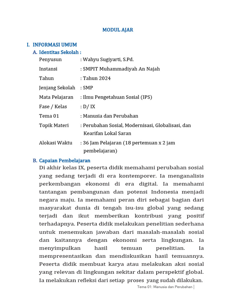 MODUL AJAR 1 SMT | PDF