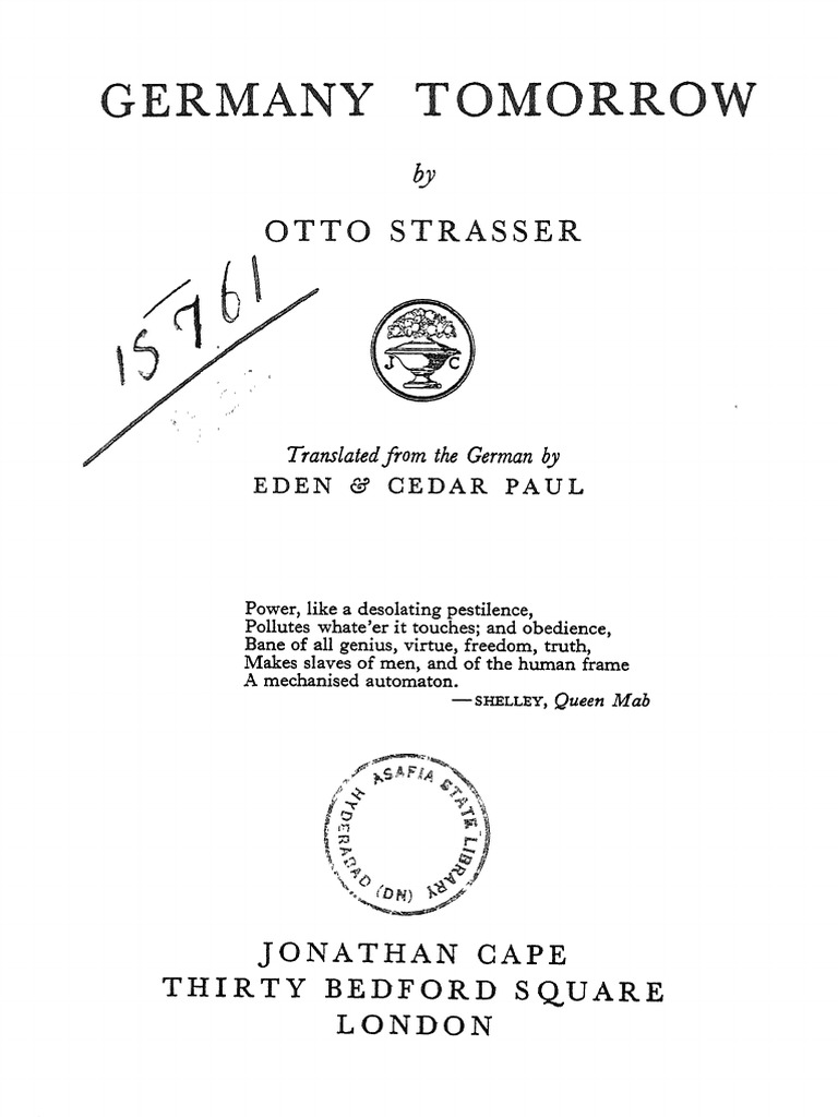 Otto Strasser - Germany Tomorrow (1940) | PDF