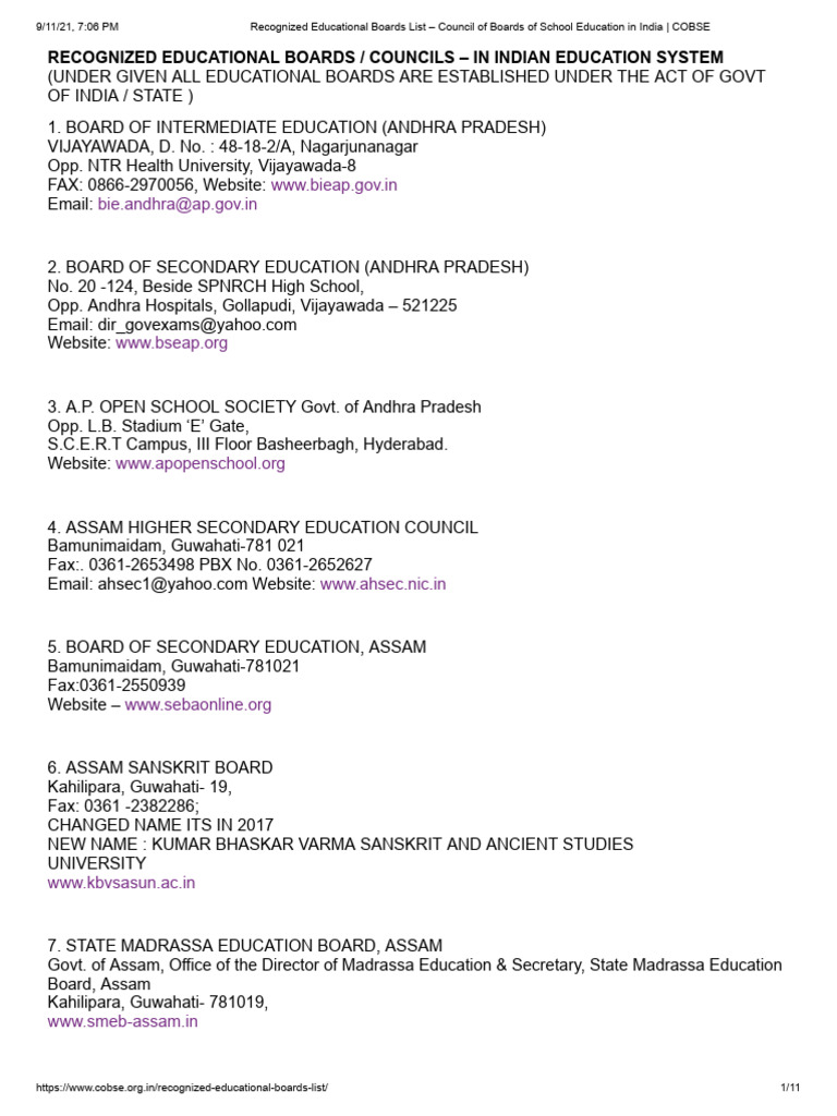Recognized Educational Boards List - Council of Boards of School ...