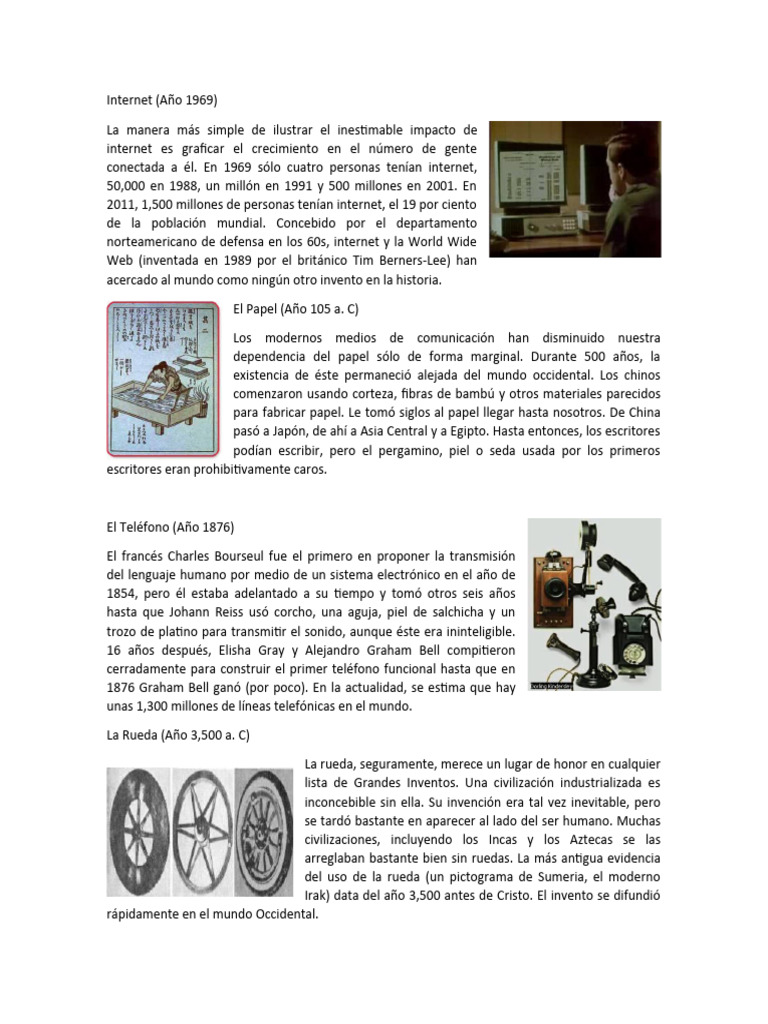 10 Inventos | PDF | Rueda | Internet
