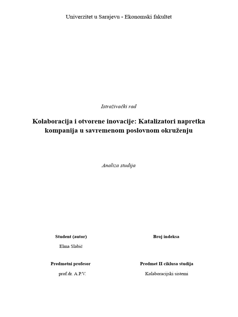 Kolaboracija I Otvorene Inovacije: Katalizatori Napretka Kompanija U ...