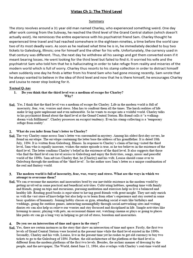 Vistas CH 1 The Third Level Q-Ans | PDF | Money