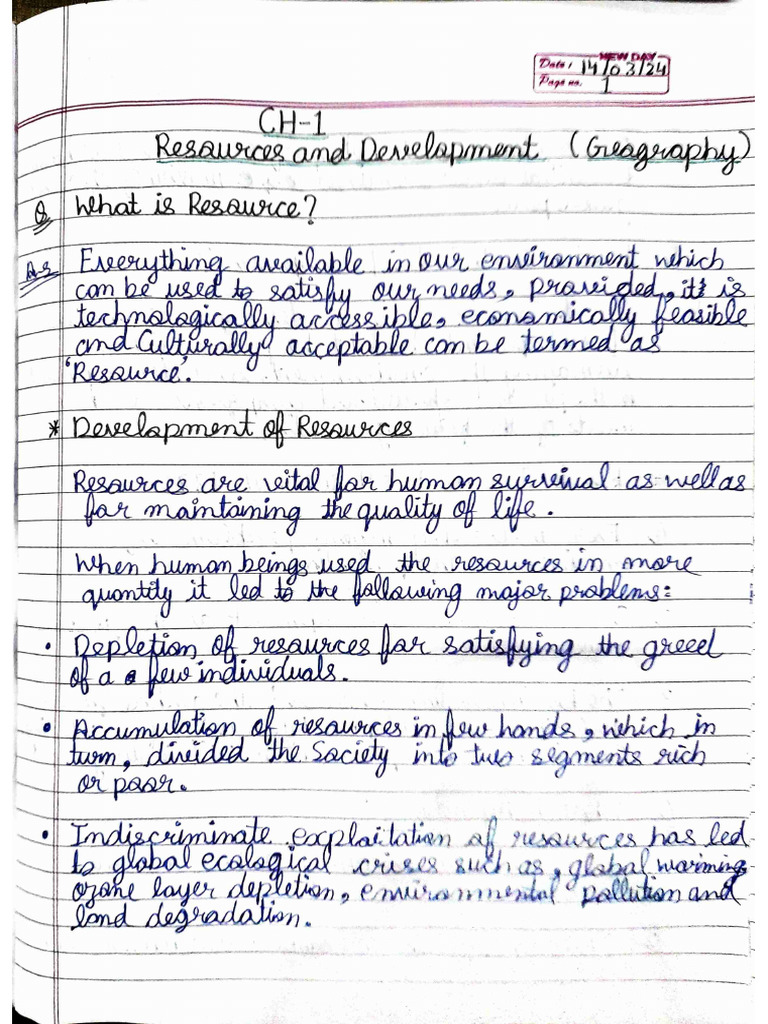 Geography CH 1 Resources and Development | PDF