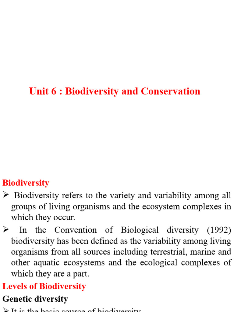 Unit 6 Biodiversity & Conservation (Final) | PDF | Biodiversity | Endangered Species