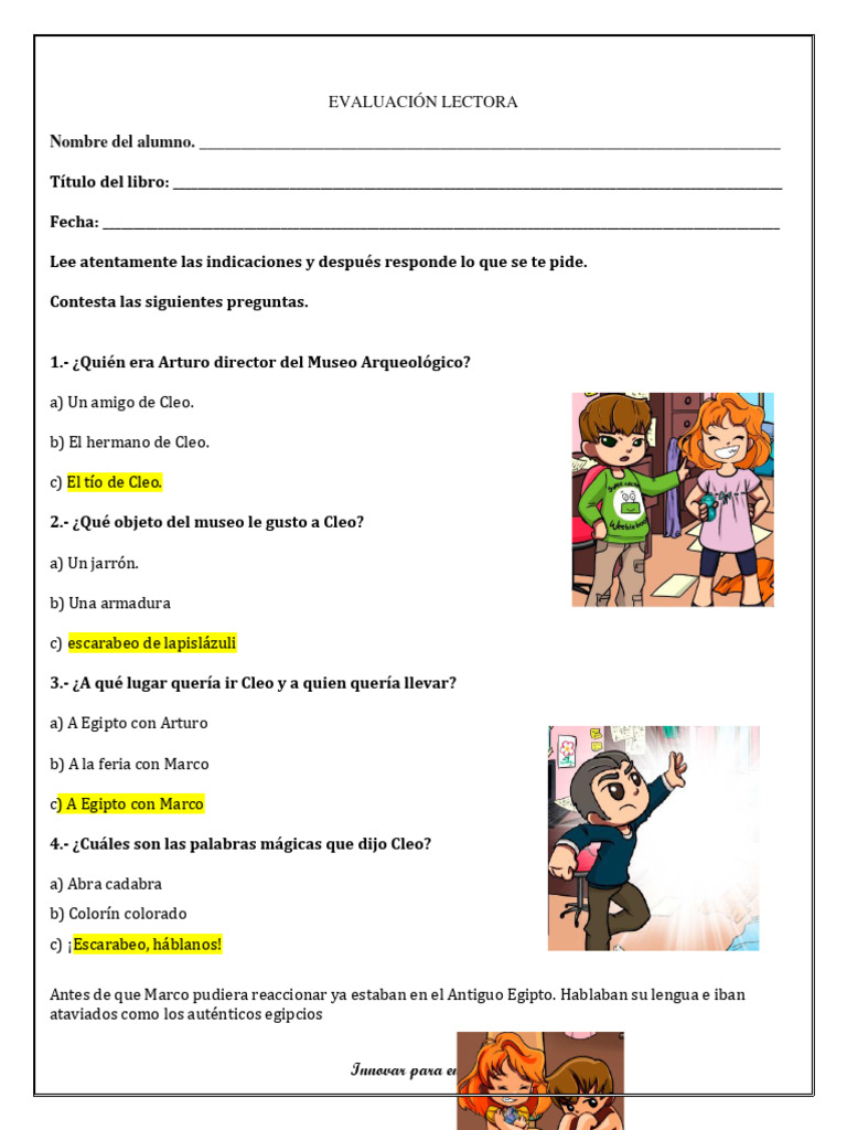 Evaluación El Amuleto de La Momia | PDF