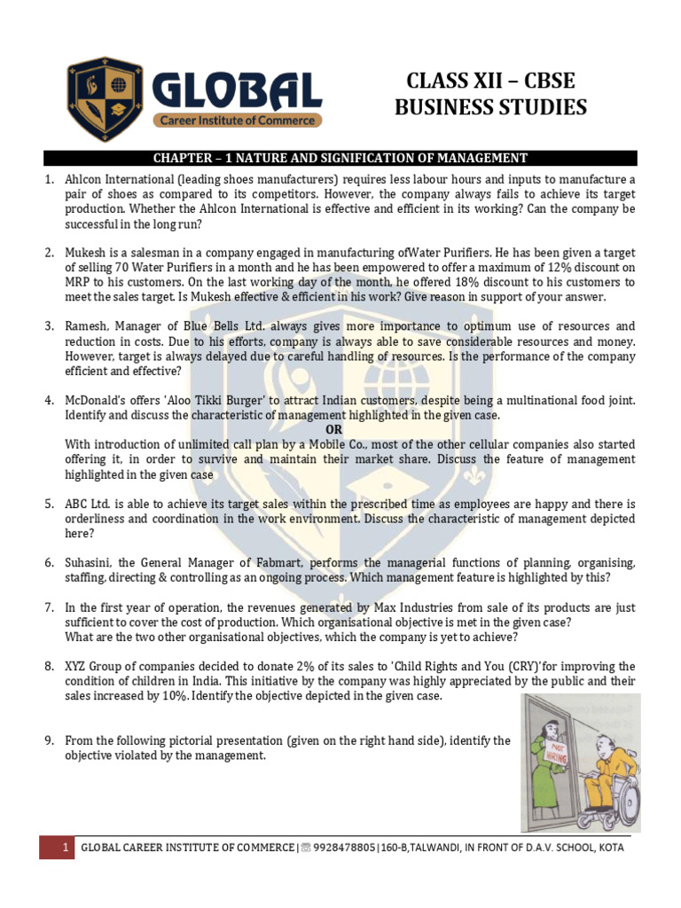 CHAPTER -1 WORK SHEET | PDF | Water Heating | Sales