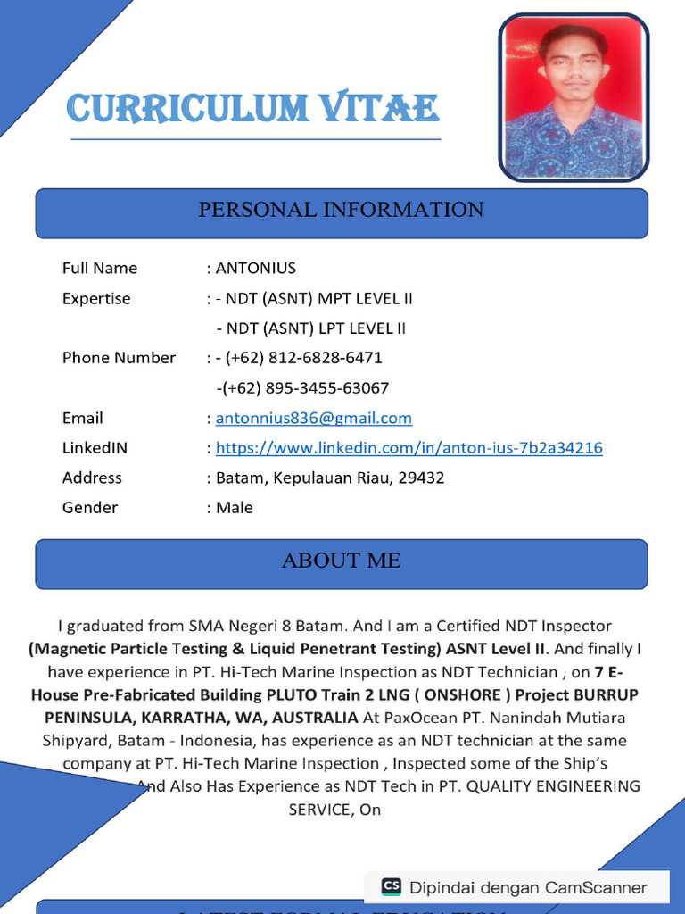 Curriculum Vitae Antonius Baru | PDF