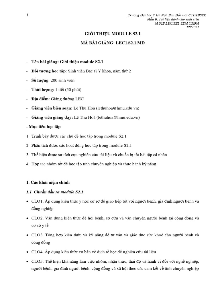 LEC1.S2.1. Giới thiệu module S2.1 | PDF