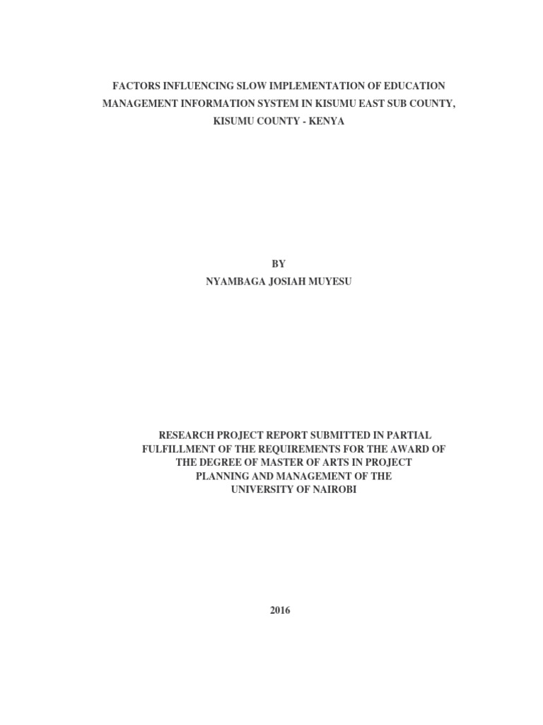 Muyesu - Factors Influencing Slow Implementation of Education ...