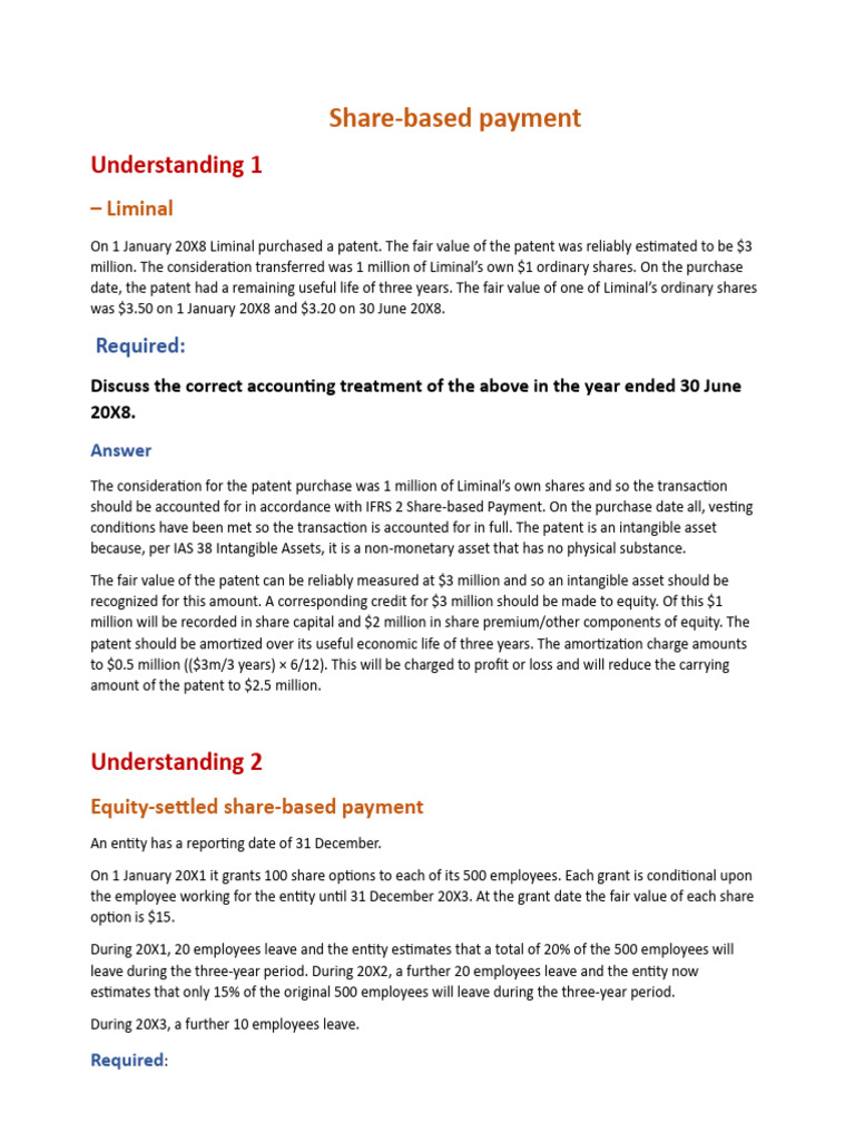 IFRS 2 Test Your Understandings | PDF | Option (Finance) | Fair Value