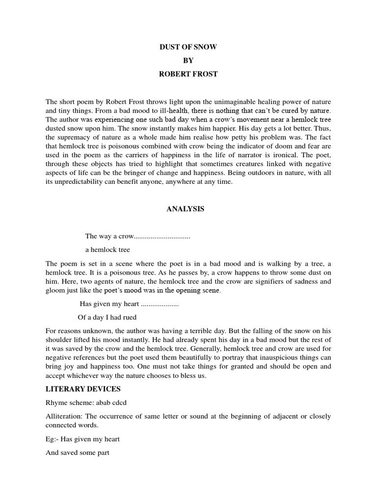 Dust of Snow | PDF | Poetry