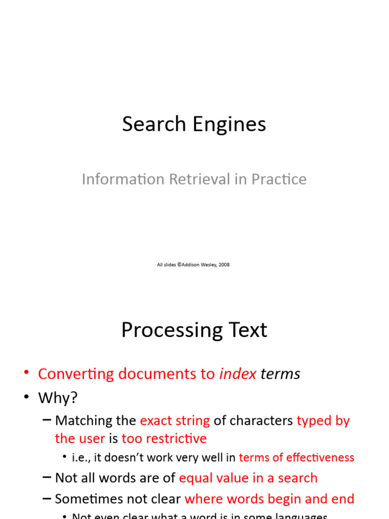 Topic 4 W4 - Text Processing | PDF | Information Retrieval