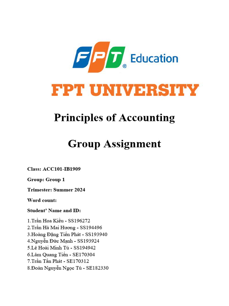 ACC101 - SU24 - Group 1 Assignment - Report | PDF | Debits And Credits | Expense
