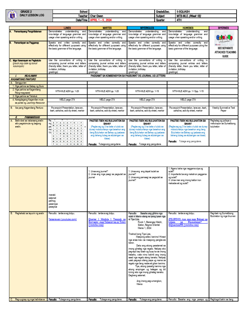 Q4 DLL MTB2 Week-1b | PDF