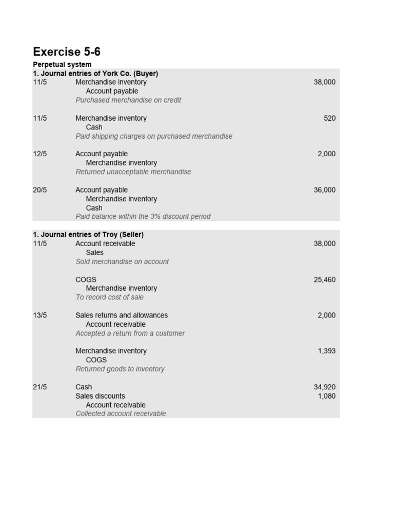 Chapter 5 - Exercises With Instructions | PDF | Debits And Credits ...