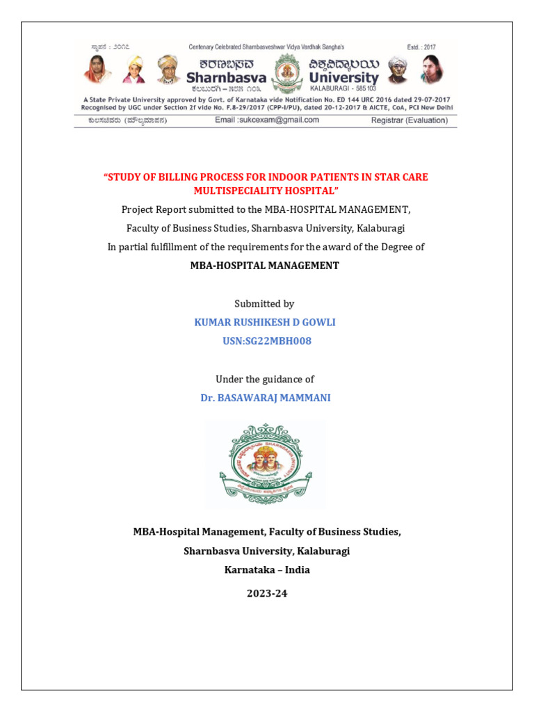 Study of Billing Process For Indoor Patients in Star Care Multispeciality Hospital | PDF ...