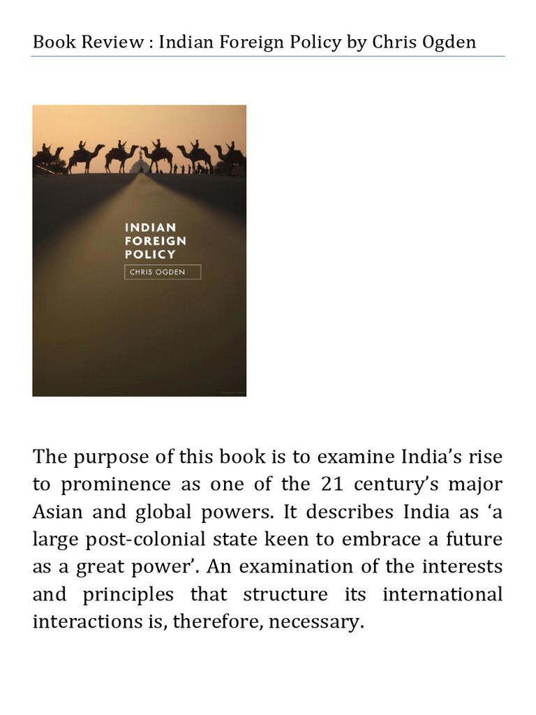India's Foreign Policy Book Review | PDF | Economies | International ...