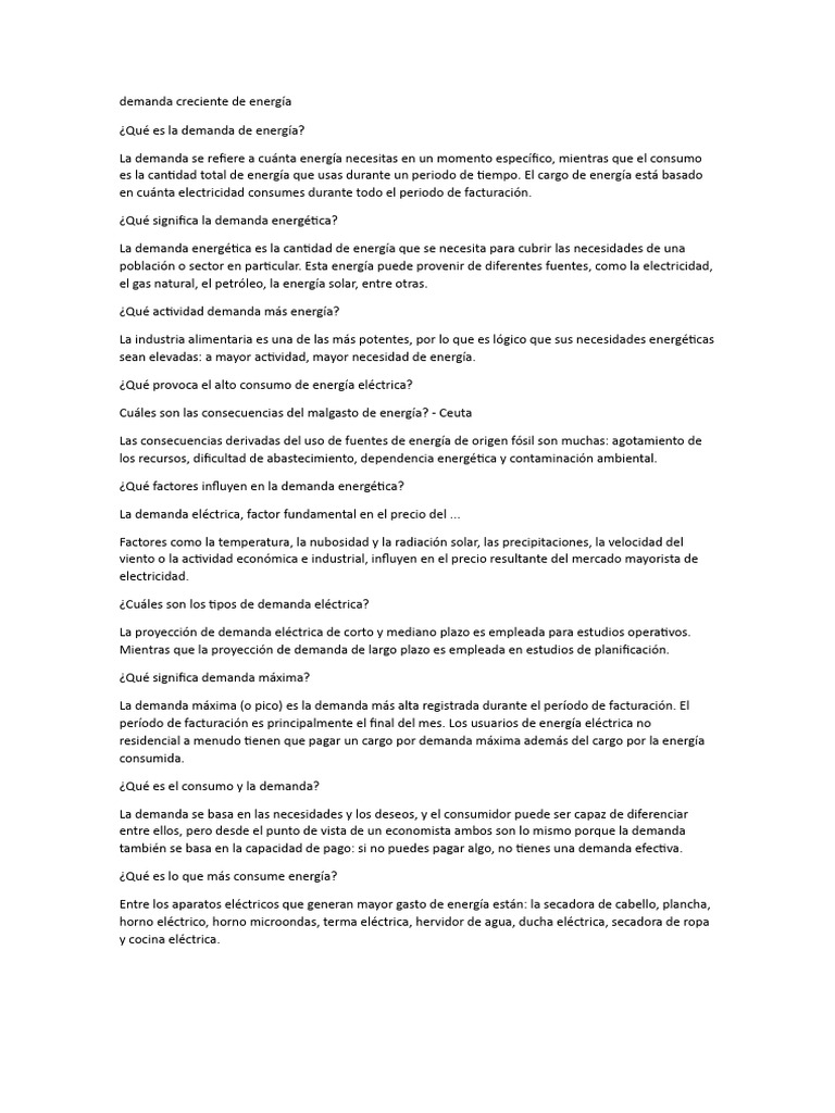Demanda Creciente de Energía | PDF | Energía renovable | Economias
