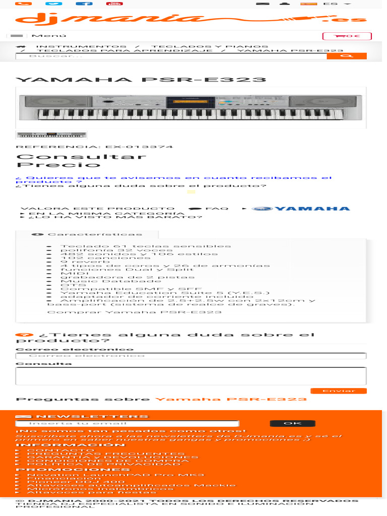 Yamaha PSR-E323: Detalles y Compra | PDF