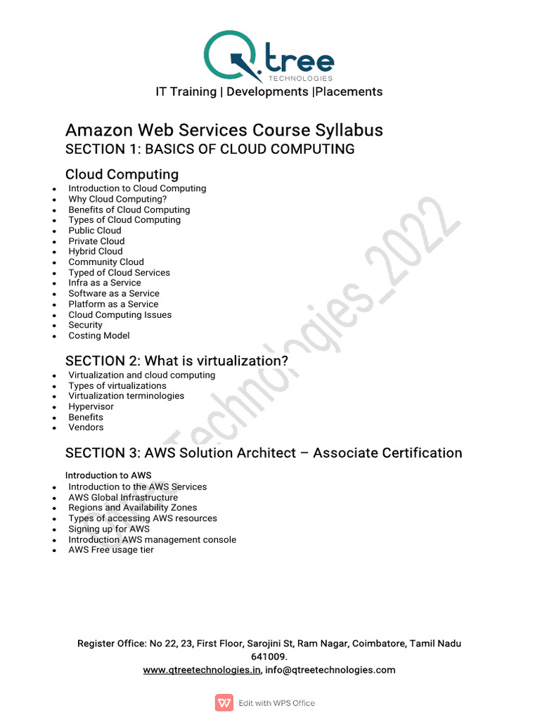 AWS Associate 2022 Syllabus | PDF