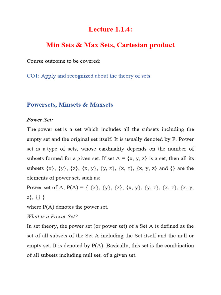 Lecture 1.1.4 | PDF | Set (Mathematics) | Abstract Algebra