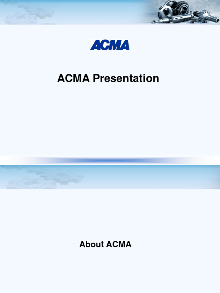 ACMA Presentation | PDF | Automotive Industry | Vehicle Industry