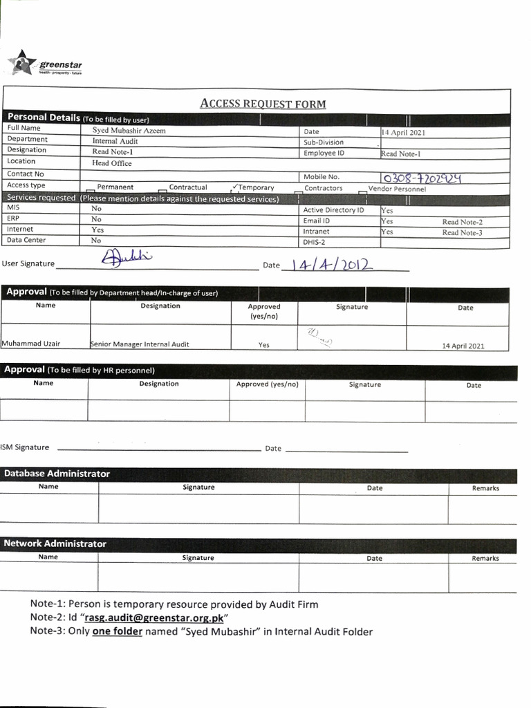 User Access Form | PDF | Software | Internet