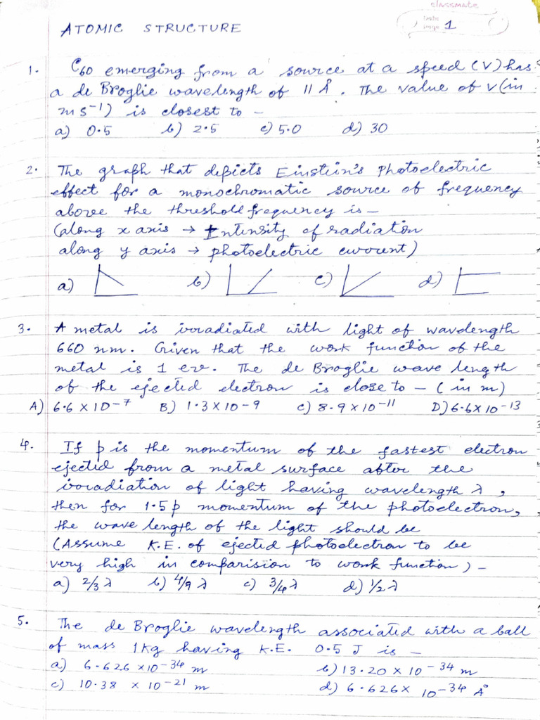 Atomic Structure MCQ SET 3 - 42 Q | PDF