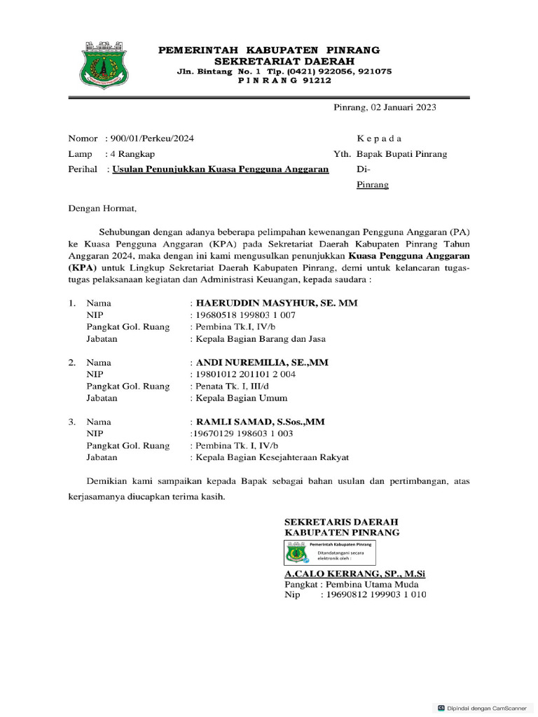 Usulan Kpa Setda 2024 | PDF