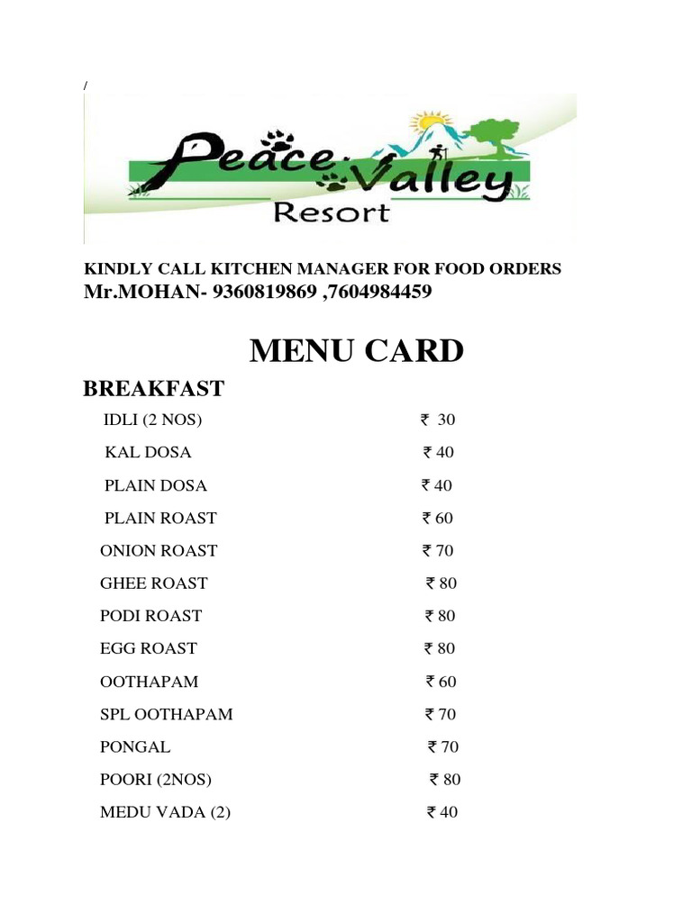 Peace Restaurant Menu Overview | PDF | Asian Cuisine | South Asian Cuisine