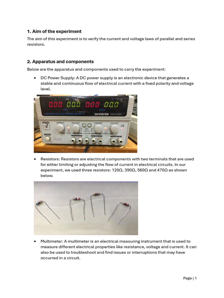 Series And Parallel Connections Experiment Pdf Series And Parallel
