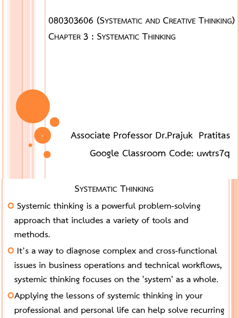 Chapter 3 Systematic Thinking | PDF | System | Thought