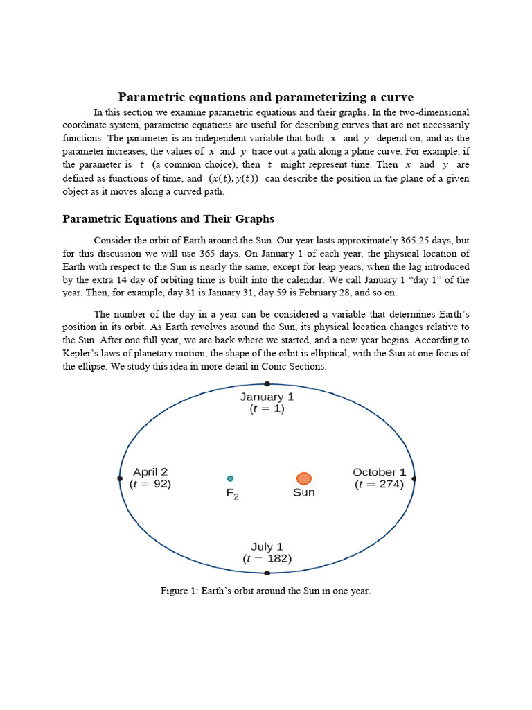 SM - CC-1 (Parametric Equations and Parameterizing A Curve) | PDF ...