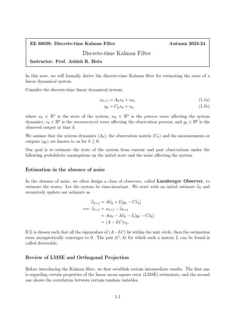 Kalman | PDF | Kalman Filter | Covariance