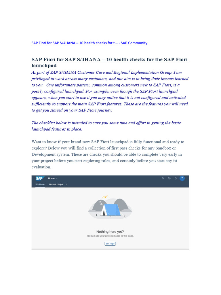 SAP Fiori For SAP S4HANA 10 Health Checks For The SAP Fiori Launchpad ...