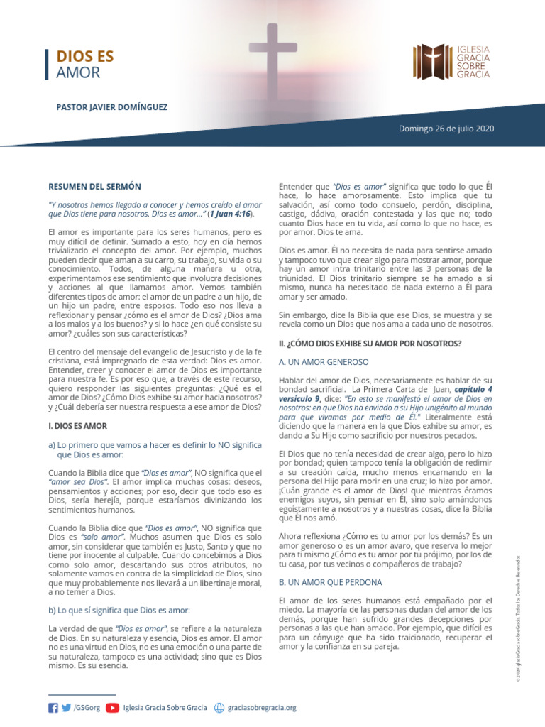 26 07 2020 Prjavier Incomparable Dios Es Amor | PDF | Amor | Pecado