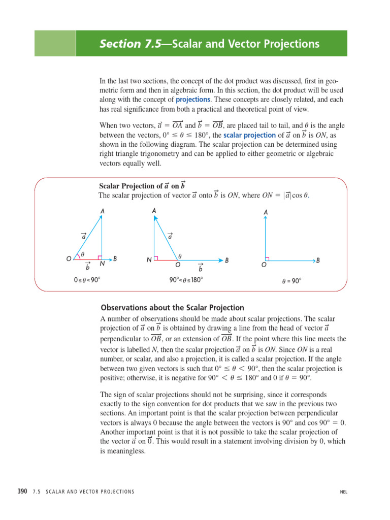 Projection Of Scalar And Vector Pdf Euclidean Vector Mathematical Objects