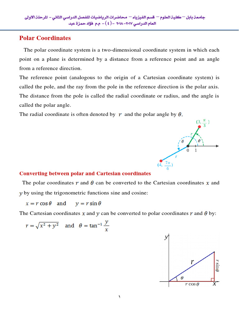 polar coordinate | PDF | Trigonometric Functions | Cartesian Coordinate ...