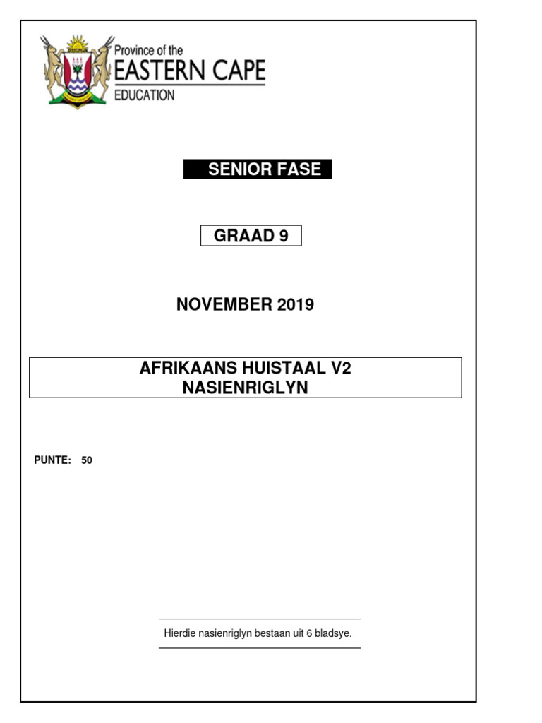 AFR HL P2 GR9 MEMO NOV2019 - Final | PDF