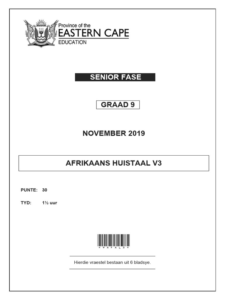 AFR HL P3 GR9 QP NOV2019 - Final D | PDF