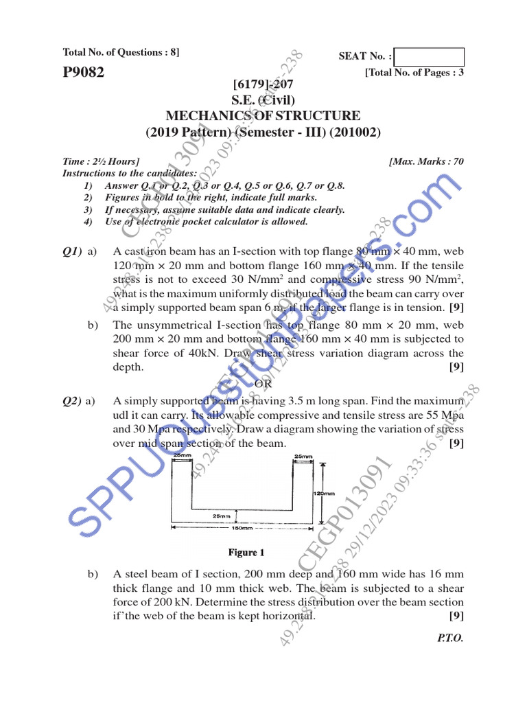 Be Civil Engineering Semester 3 2023 November Mechanics of Structure Mos Pattern 2019 | PDF ...
