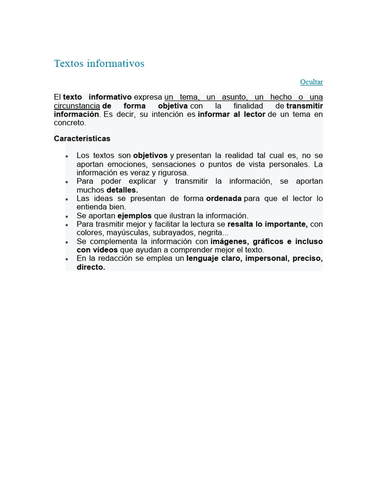 Textos Informativos | PDF | Narración