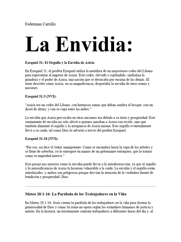 La Envidia | PDF | Envidia | Pecado