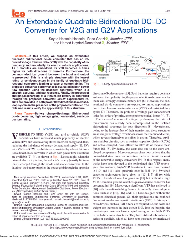 An Extendable Quadratic Bidirectional DCDC Converter For V2G and G2V Applications | PDF | Power ...
